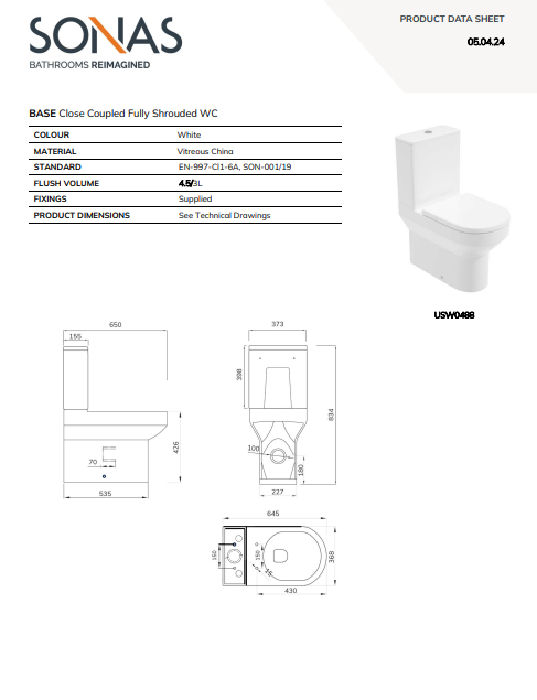 Sonas BASE Rimless Kit Fully Shrouded WC - Choice of Height - SAVE UP ...